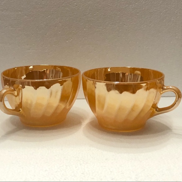 Termocrisa | Kitchen | Vintage Peach Lustre Swirl Coffee Cups | Poshmark
